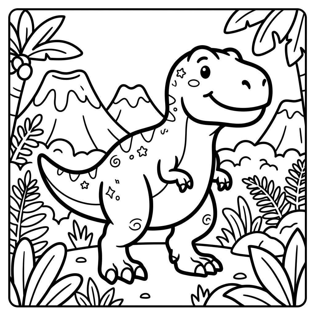 T-Rex Kawaii: Patas y Brazos. Lámina para colorear gratis — Color Pop