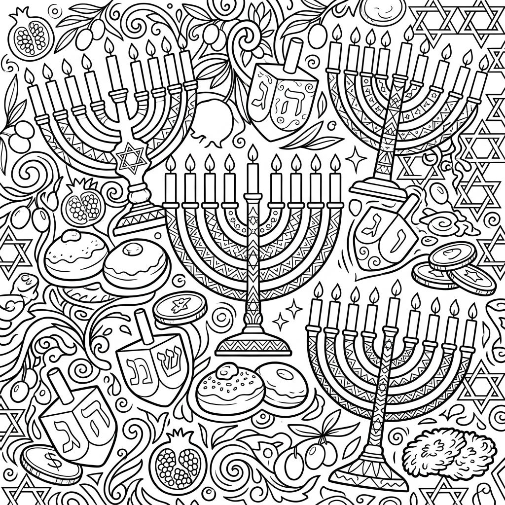Blush Hanukkah Coloring Page | Elegant Teen Design — Color Pop