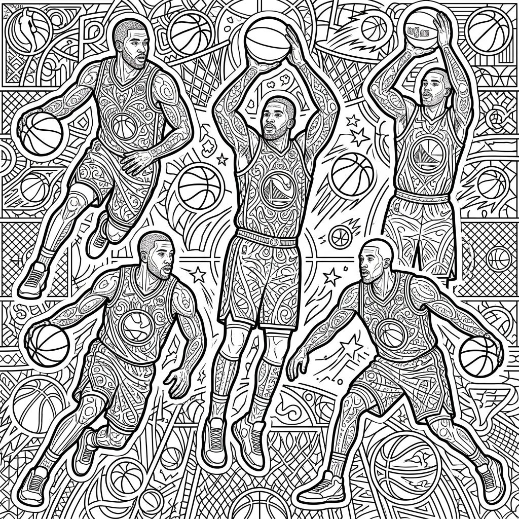 Páginas para Colorear de NBA Power Forwards (8 diseños) — Color Pop
