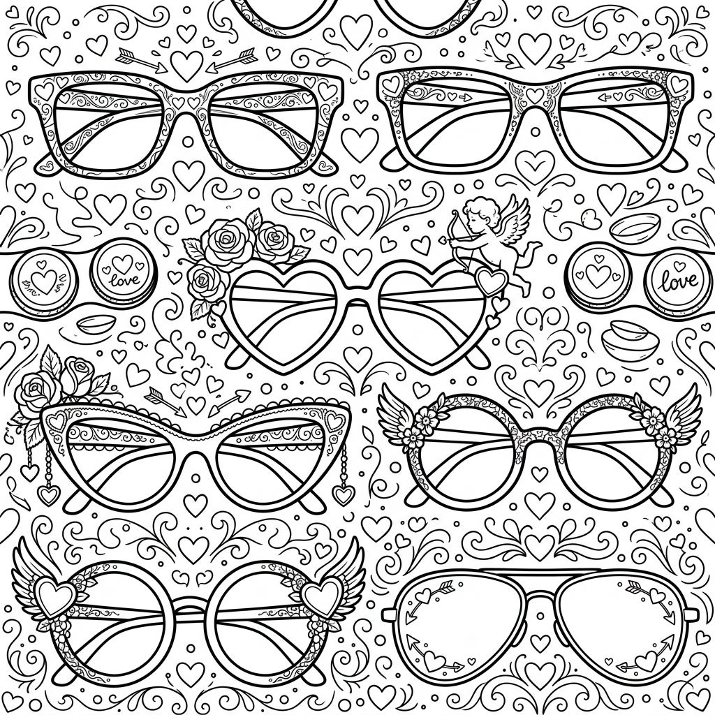 Valentine's Day Eyewear Coloring Page | Free Printable Design — Color Pop