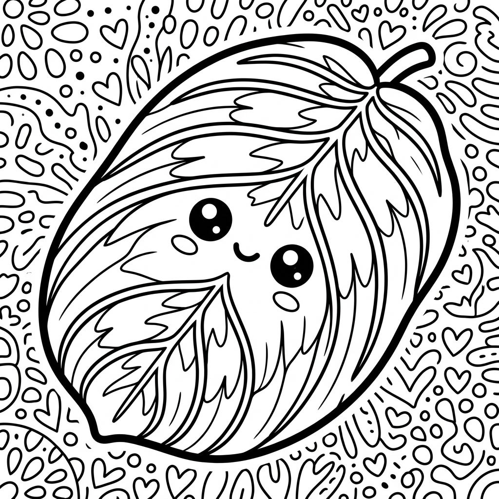 Feuille de Plante Prière Kawaii à Imprimer | Coloriage Gratuit — Color Pop