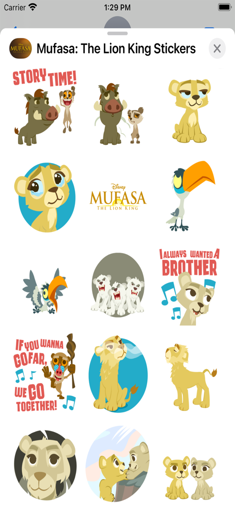 Mufasa: The Lion King Stickers - Entertainment App | MWM