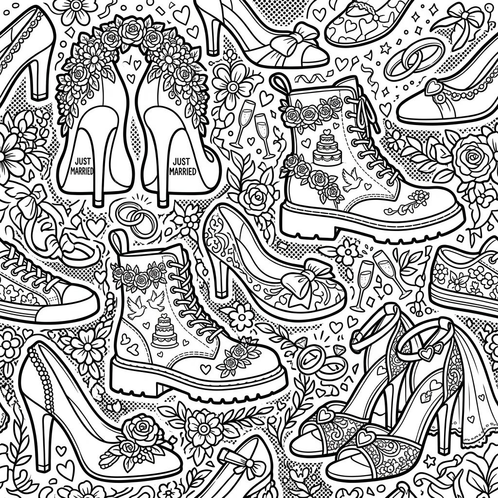 Pop Art Footwear Coloring Page | Free Printable Design — Color Pop