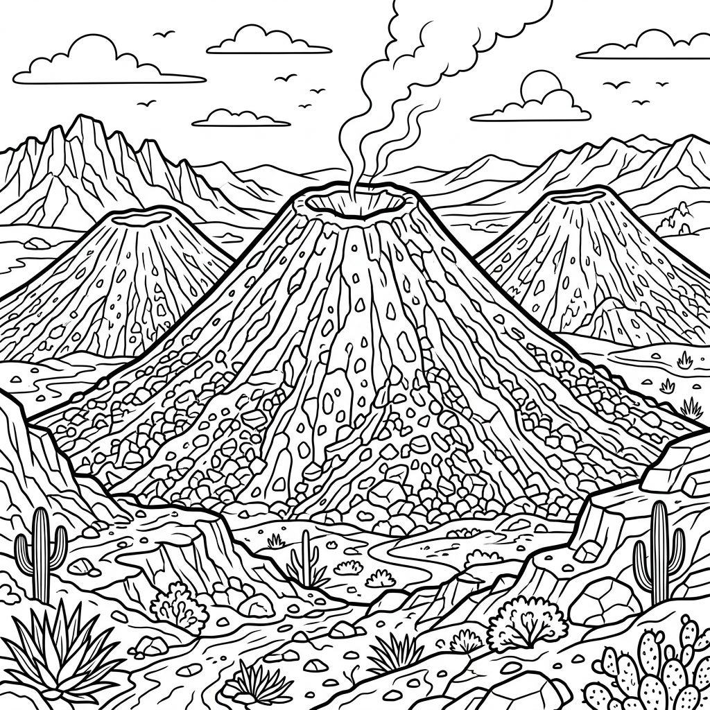 Coloriage Volcans Stromboliens Détaillés à Imprimer — Color Pop