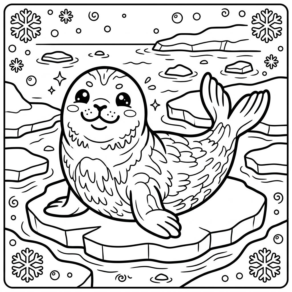 Foca Cangrejera Kawaii | Dibujo Gratuito para Colorear — Color Pop