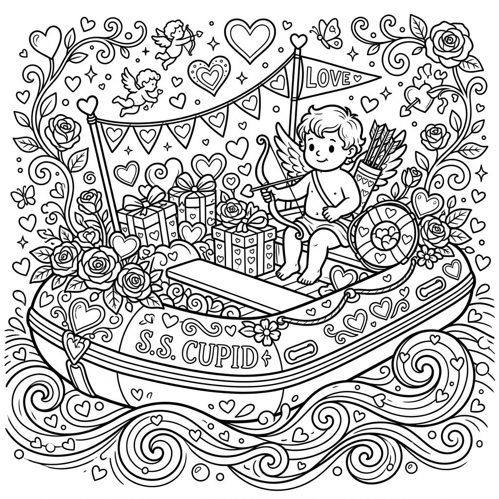 Lifeboat Valentine's Day Coloring Page - Free & Printable — Color Pop