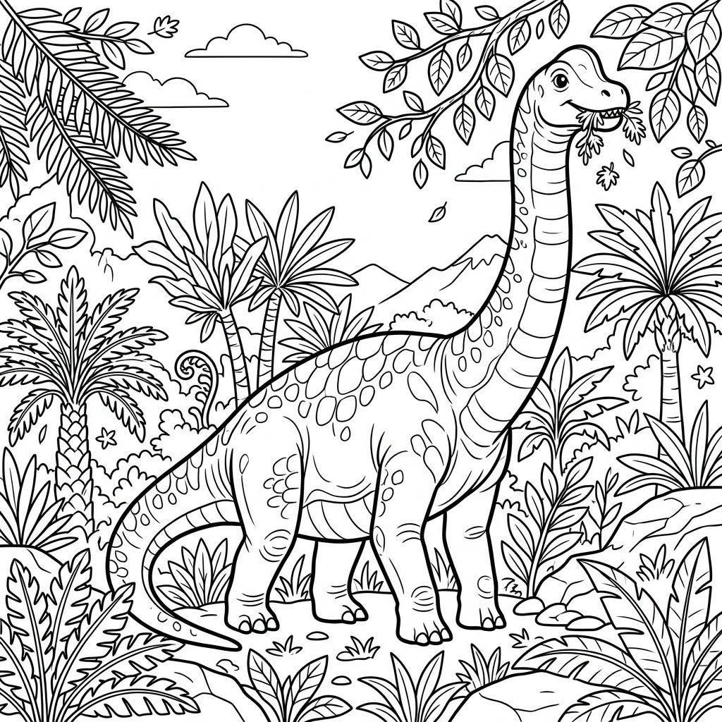 Brachiosaurus Diet para Niños - Página para Colorear Divertida — Color Pop