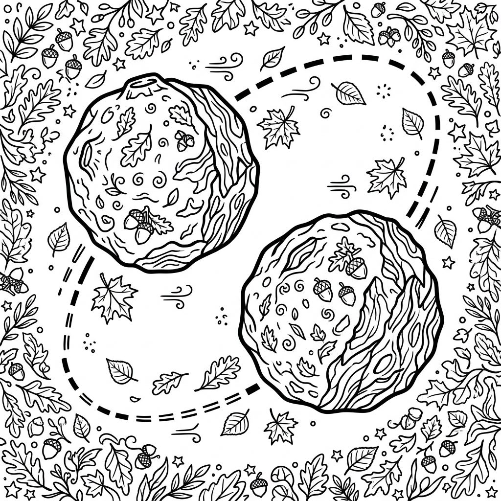 Asteroides Binarios: Otoño Cósmico para Colorear Gratis — Color Pop