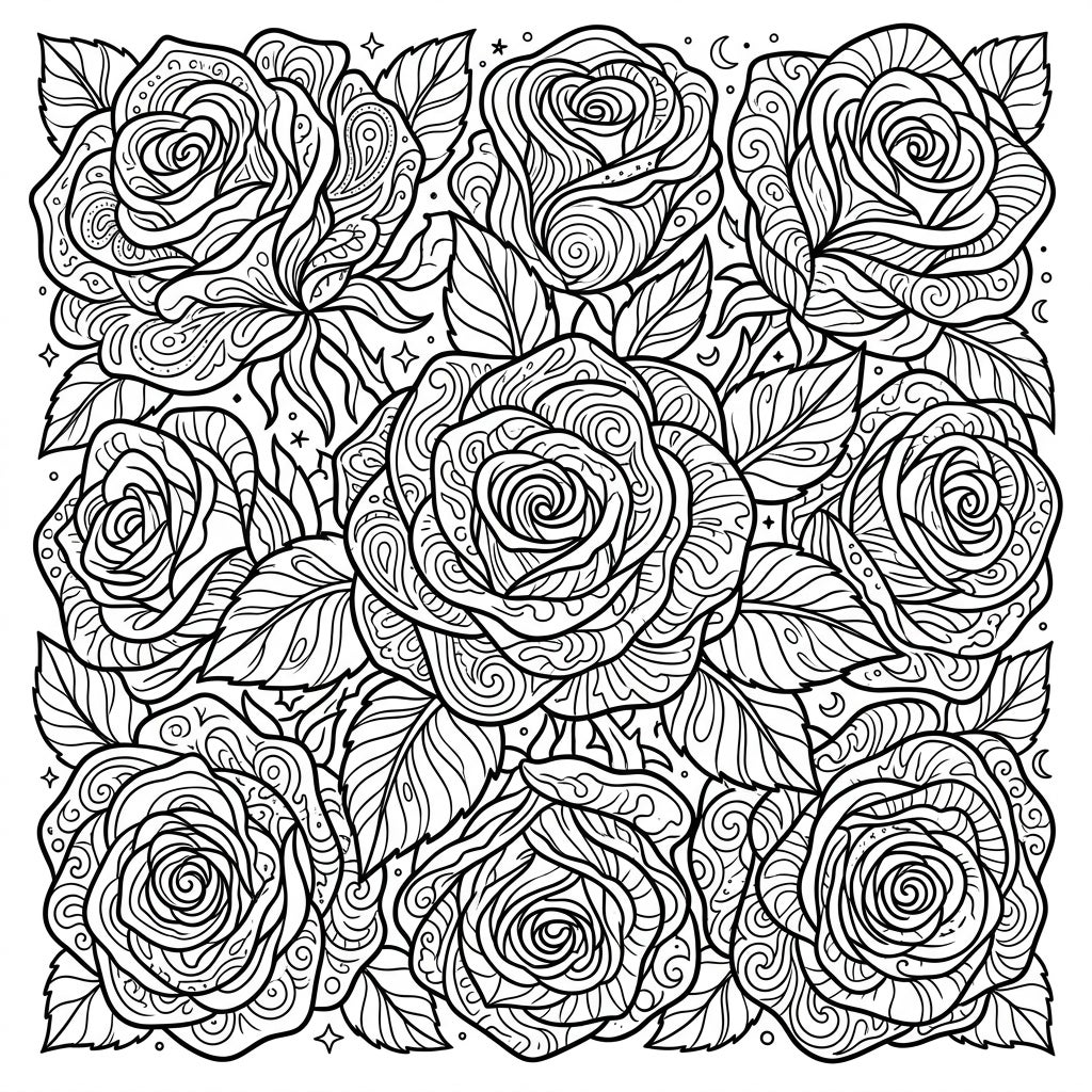 Rose Arancioni Psichedeliche - Disegni da Colorare Gratis — Color Pop