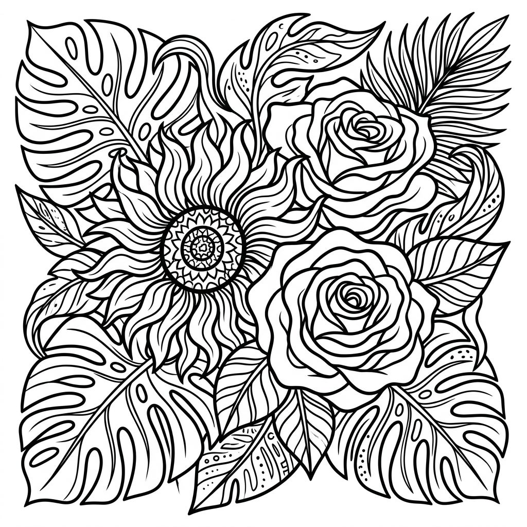 Pop Art Plants & Flowers Coloring Page - Free Printable — Color Pop