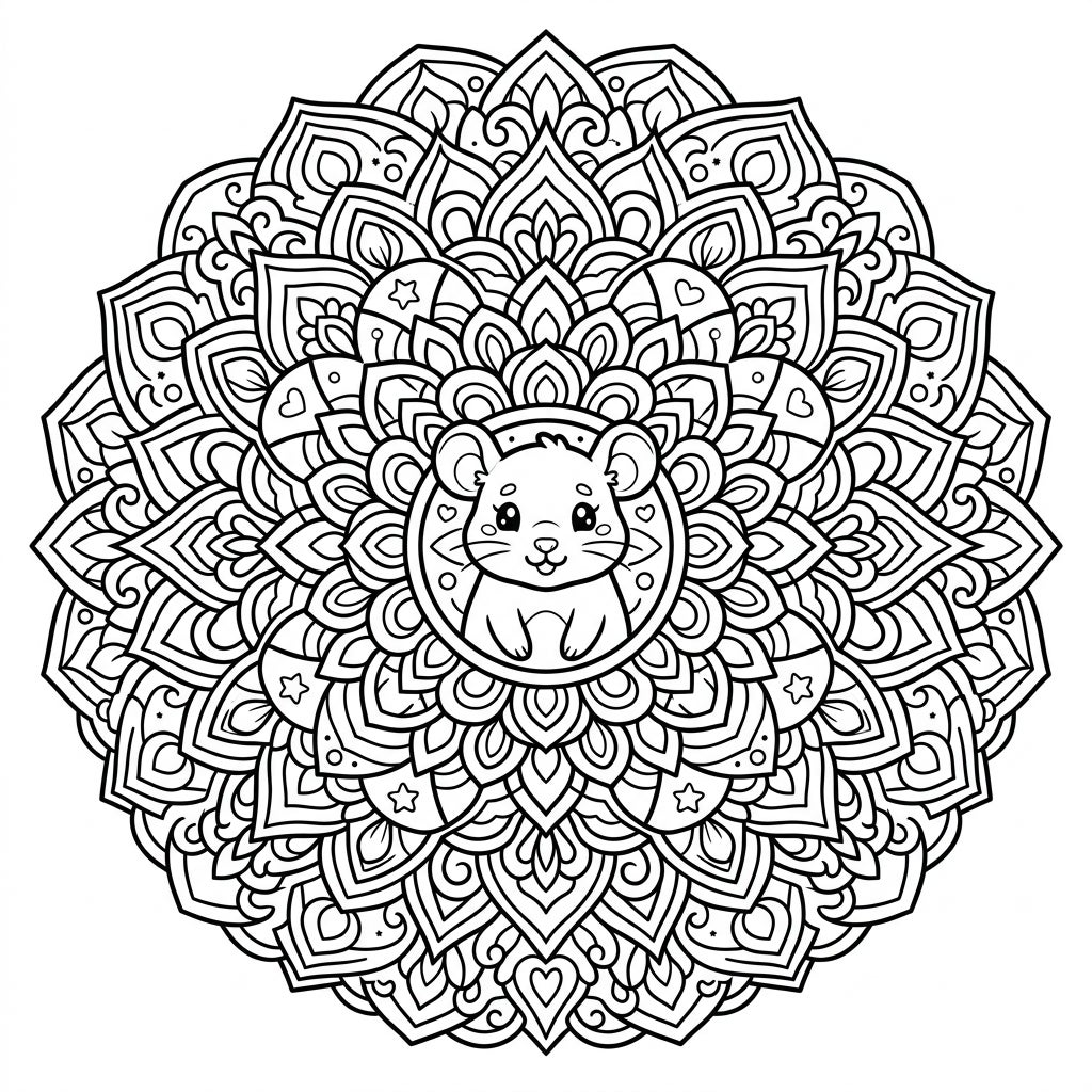 Ratto Kawaii Mandala: Pagina da Colorare Gratis — Color Pop