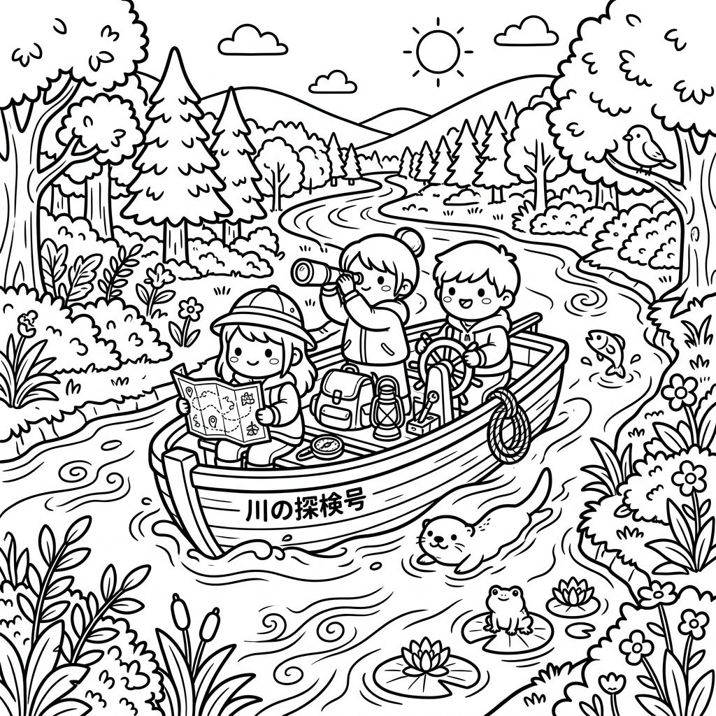 Kawaii River Explorers Coloring Page - Free Printable — Color Pop