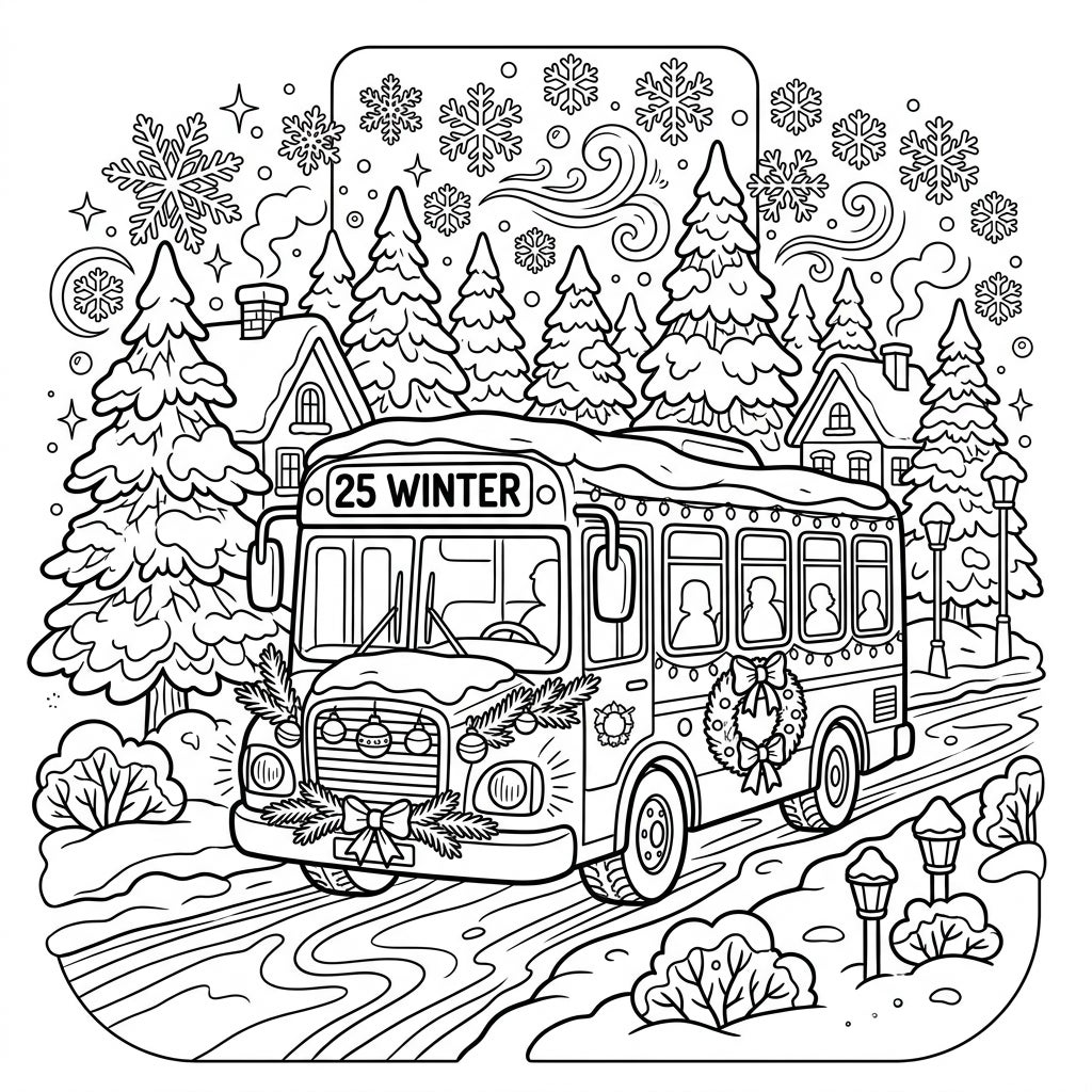 Winter City Bus Coloring Bookmark - Free & Printable — Color Pop