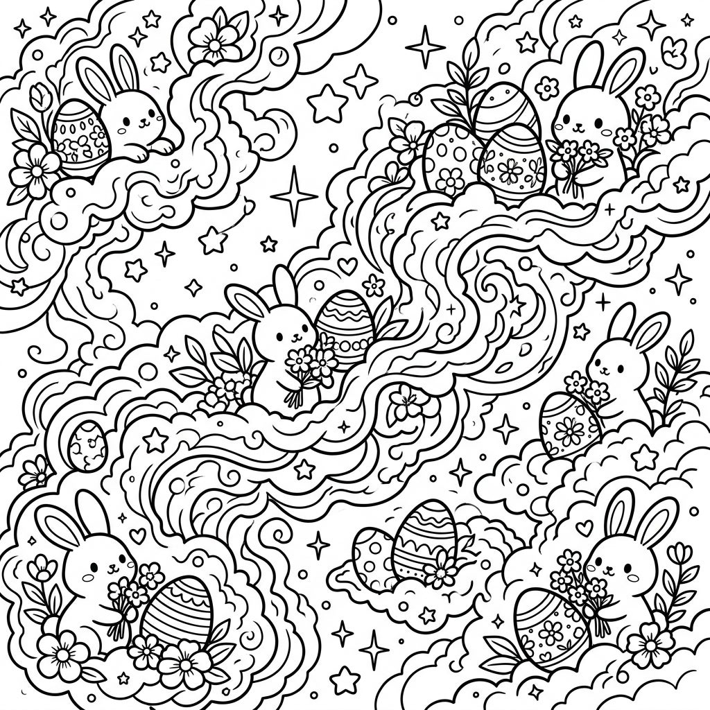 Nebula Patterns Easter Coloring Page - Free Printable Fun — Color Pop