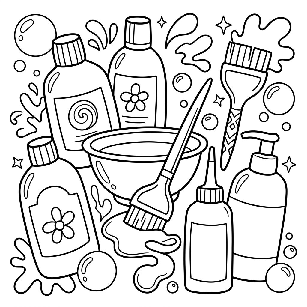 ヘアカラーと染料 塗り絵 | 幼児向けに最適！太い線で楽しく塗れる無料印刷ページ — Color Pop