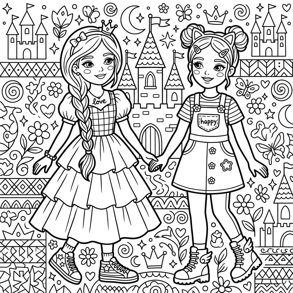 Princesses Coloring Page – Free Printable Fairy Tale Fashion — Color Pop