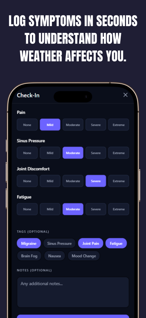 Weather Sensitivity Tracker - Medical App | MWM