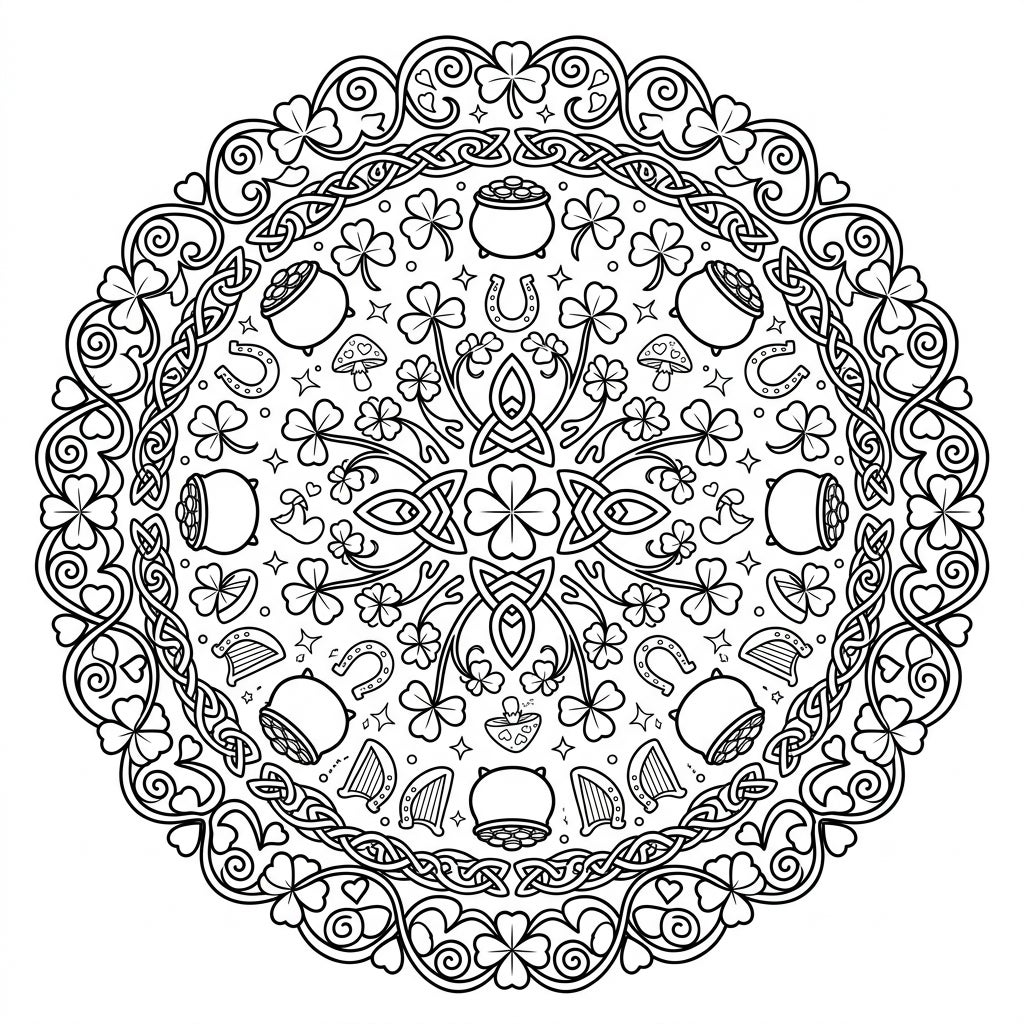Adult St. Patrick's Day Mandala Coloring Page | Relax