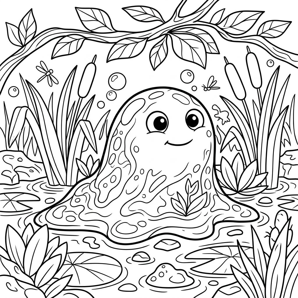 Mire Slime Coloring Page for Seniors | Relax & Color