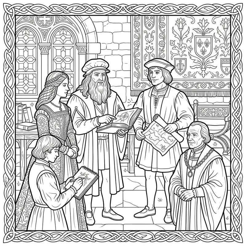 4 Renaissance Portraits Coloring Pages - Free Printable — Color Pop