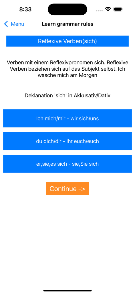 German exercises, test grammar - Education App | MWM