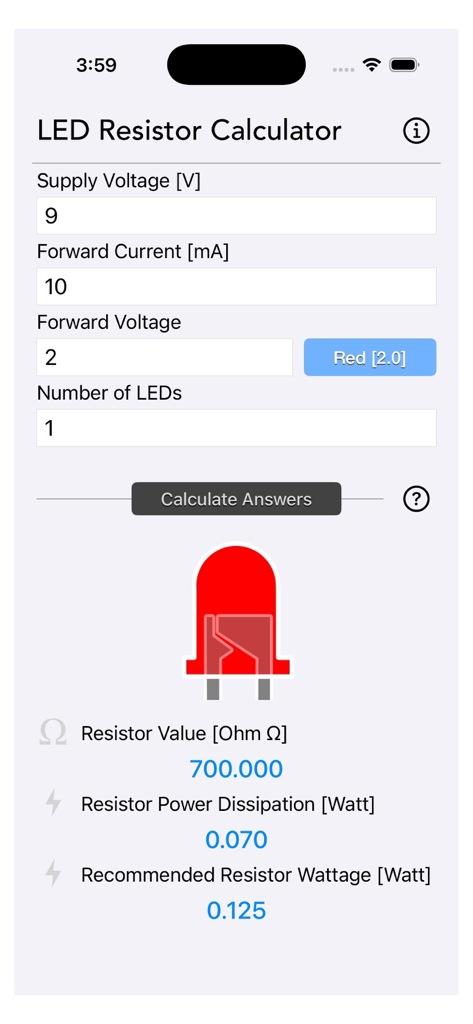LED Resistor Calculator Plus - Utilities App | MWM