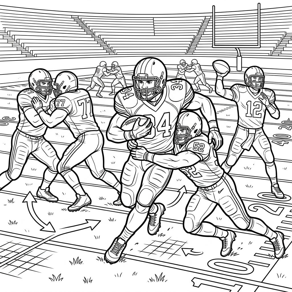American Football Players Coloring Page - Game Day Fun