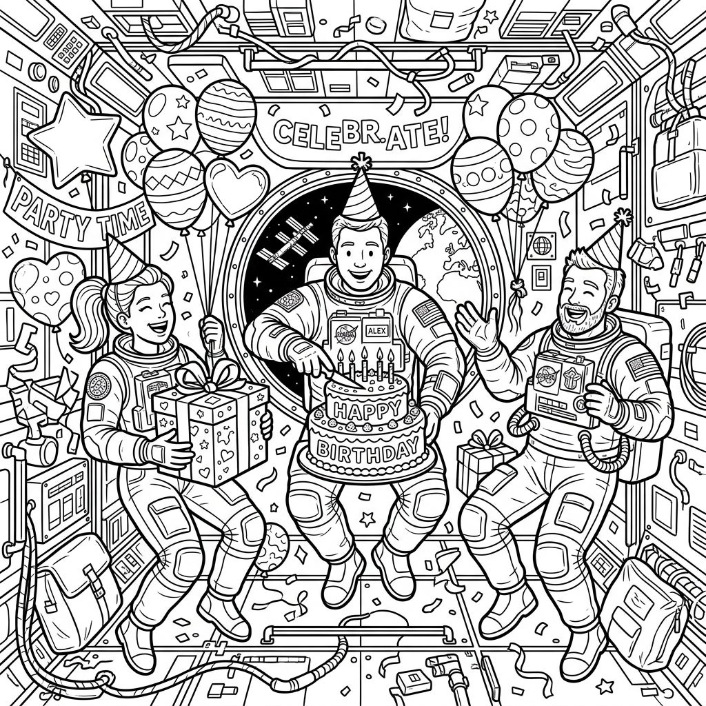 ISS Astronauts Birthday Coloring Page - Free Printable — Color Pop