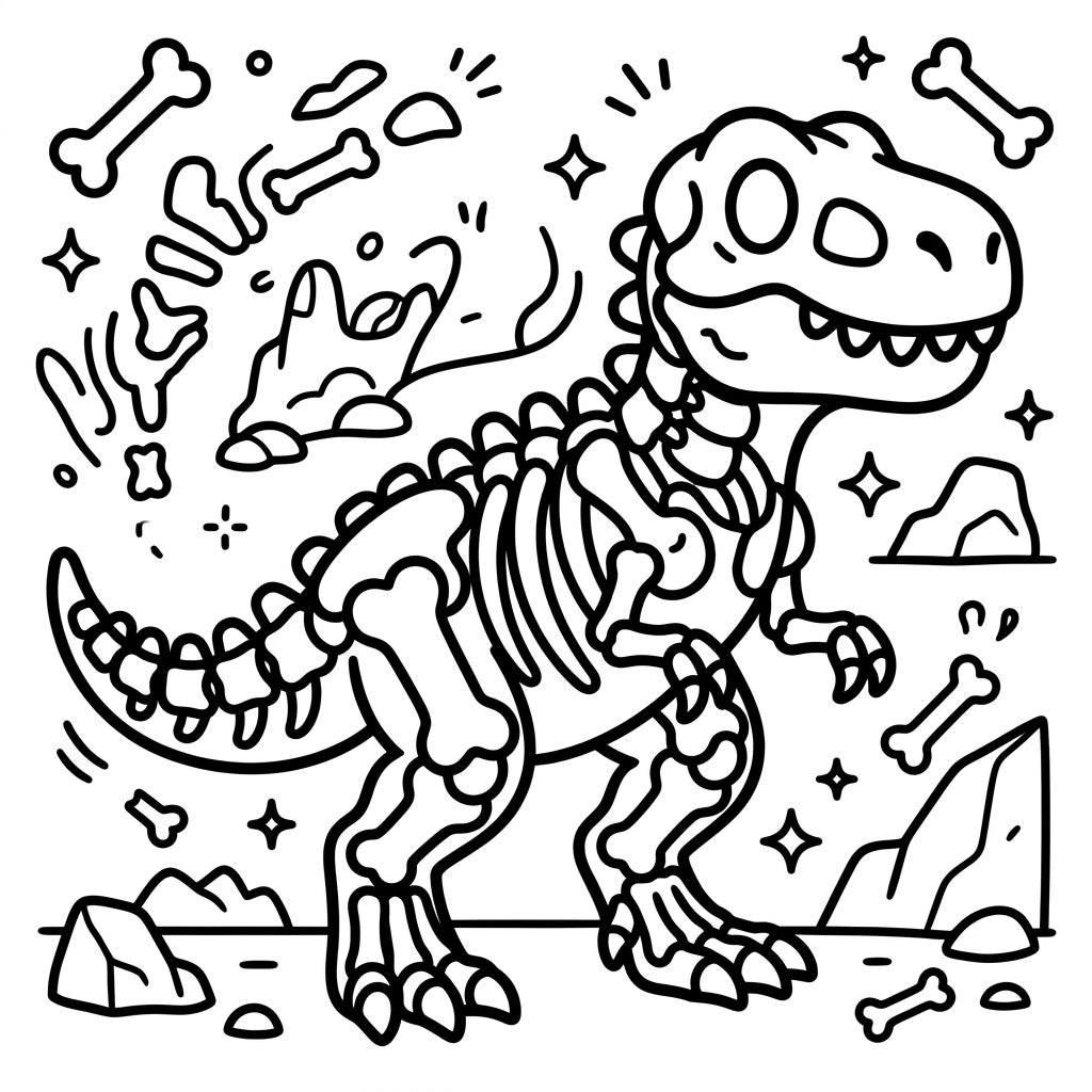 Dinosaurio T-Rex Kawaii para Colorear – Fósiles Gratis Imprimibles ...