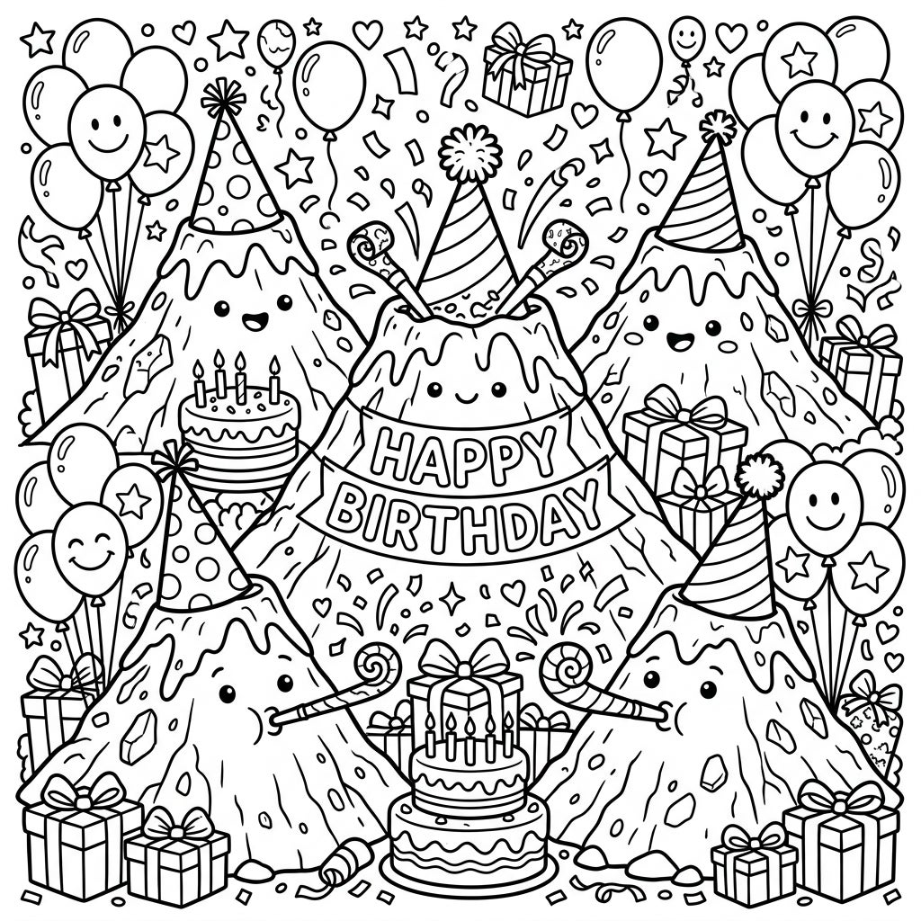Schlackenkegel Geburtstag: Lustiges Ausmalbild für alle Feste — Color Pop