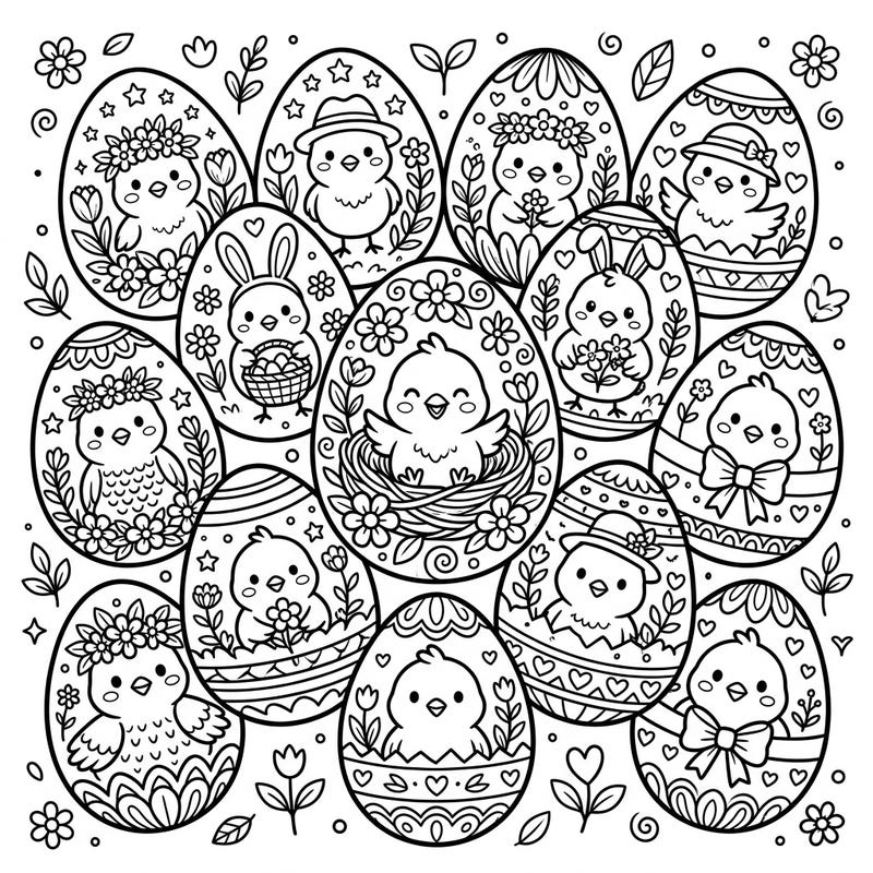 Chick Easter Eggs Coloring Pages: 10 Free Printable Designs — Color Pop