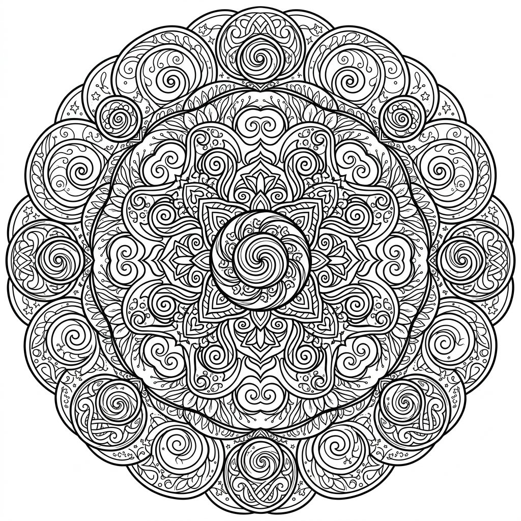Mandala Spirales Complexes à Imprimer | Coloriage Gratuit — Color Pop