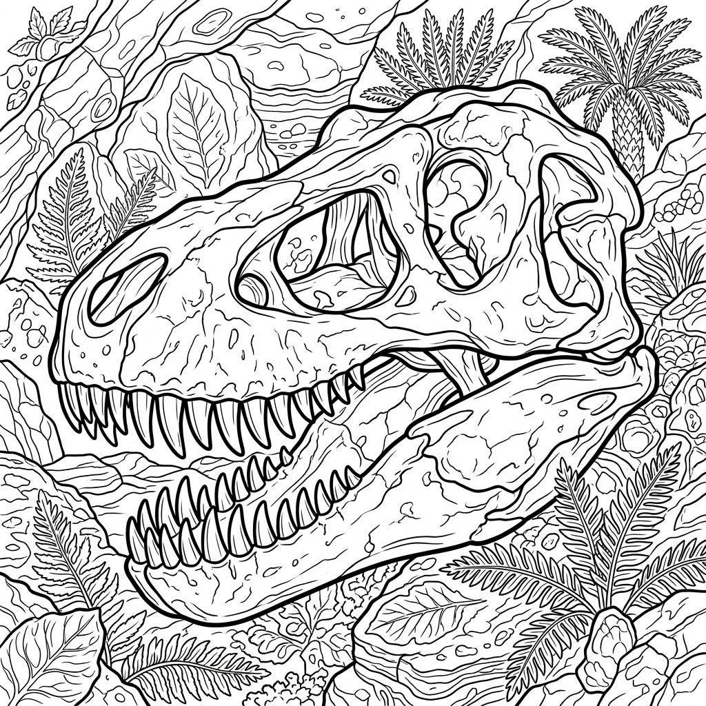 8 Cráneo de T-Rex Páginas para Colorear | Gratis Imprimibles — Color Pop
