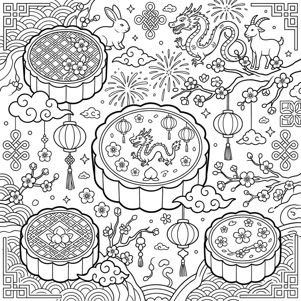 Lunar New Year Peach Pies Coloring Page | Free Printable — Color Pop