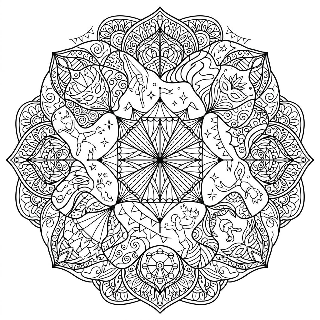 Carnival Zentangle Mandala Coloring Page - Patterns & Fun