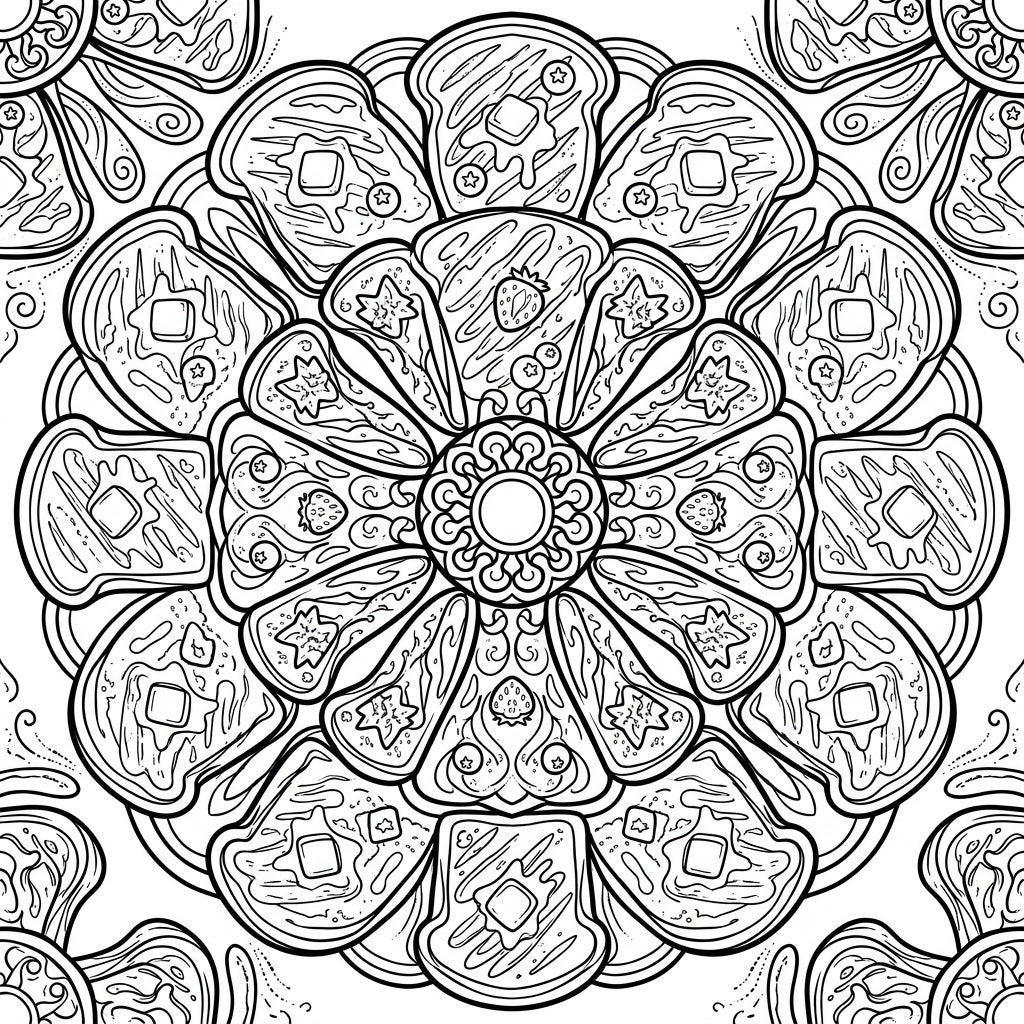 Tostadas Francesas Mandala: Dibujo para Colorear Único — Color Pop