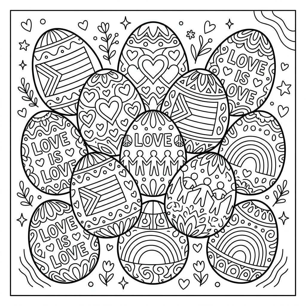 Painted Easter Eggs Coloring Pages | Printable Free