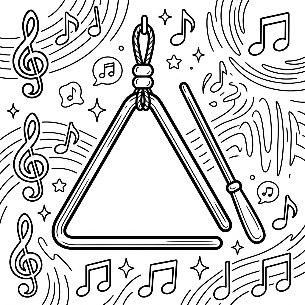 Free Printable Triangle Musical Instrument Coloring Page — Color Pop