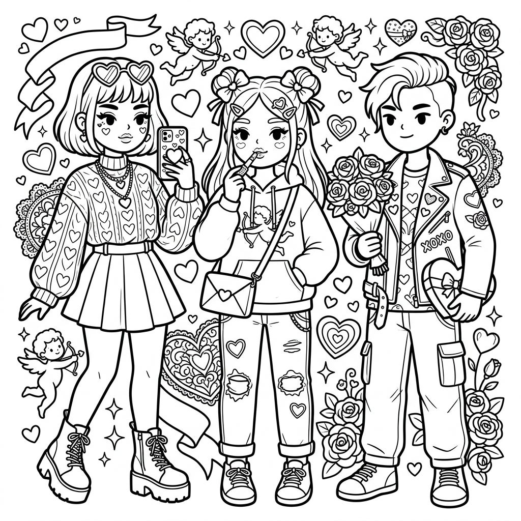 Kawaii Fashion & Beauty Printable Coloring Page — Color Pop