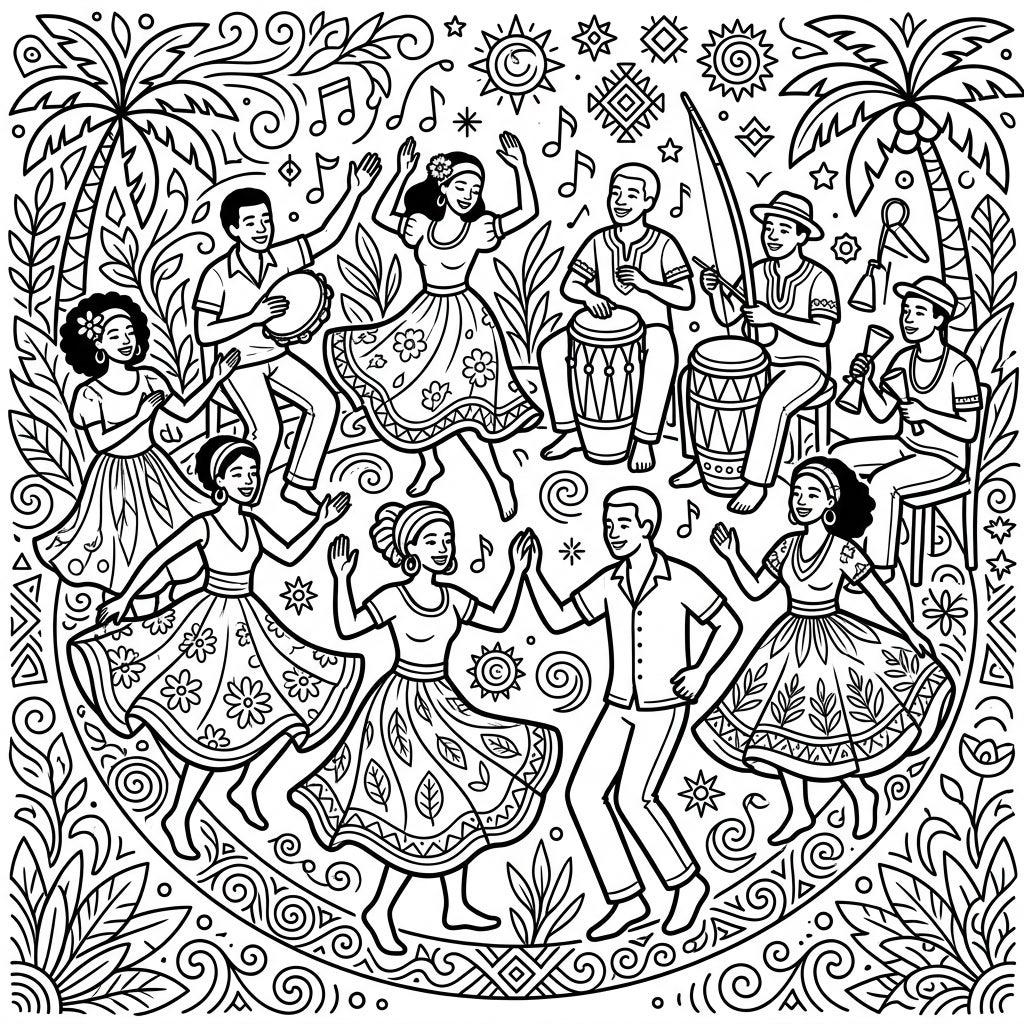 10 Samba de Roda Coloring Pages - Free Printable — Color Pop