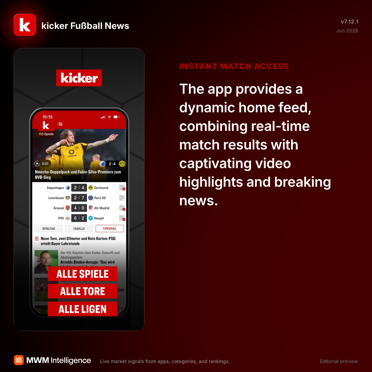 kicker Fußball News - Sports App | MWM
