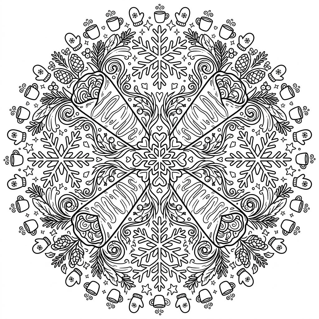 Mandala de Crepes de Invierno | Colorea Gratis e Imprimible — Color Pop